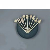 China Custom Size Logo Bamboo Skewers Biodegradable Disposable Dessert Cake Fruit Stick 10000pcs for sale