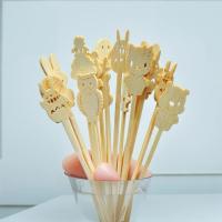 China Custom Size Logo Bamboo Skewers Biodegradable Disposable Dessert Cake Fruit Stick 10000pcs for sale
