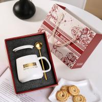 China USB Heated Coffee Mug 400ml Ceramic Smart Cup with Lid and Spoon Thermostatic Warming Coaster for sale