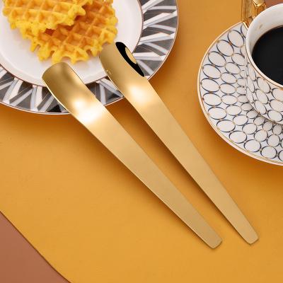 China 304 Stainless Steel Ice Cream Scoop Slender Spoon 18cm Light Luxury Coffee Tea Spoon for sale