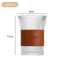 China Customization Simple Vertical Grain Glass Organ Cup with Grade Walnut Heat Insulation for sale