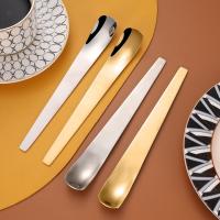 China 304 Stainless Steel Ice Cream Scoop Slender Spoon 18cm Dessert Square Cutlery for sale