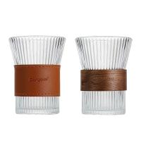 China Heat Resistant Vertical Grain Glass Cup 350ml for Coffee Tea Milk Daily Use for sale