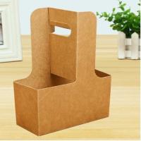 China Disposable Paper Cup Holder with Handle Hot Drink Tray 2 Cup 12-30oz Eco Friendly for sale
