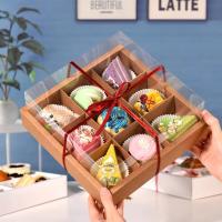 China Kraft Paper Picnic Box 25x25cm with Lid Disposable Eco-Friendly Mousse Cup Packaging for sale