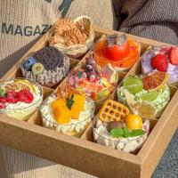China Kraft Paper Picnic Box 25x25cm with Lid Disposable Eco-Friendly Mousse Cup Packaging for sale