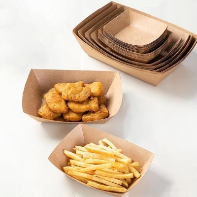 China Disposable Kraft Paper Fast Food Trays for French Fries Custom Size OEM for sale