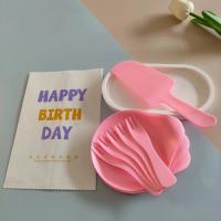 China Disposable Water Drop-Shaped Cake Cutlery Set Plastic Knife Fork Plate 3-Piece Eco-Friendly for sale