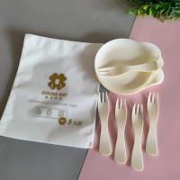 China Disposable Water Drop-Shaped Cake Cutlery Set Plastic Knife Fork Plate 3-Piece Eco-Friendly for sale
