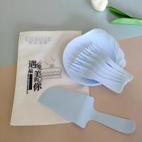 China Disposable Water Drop-Shaped Cake Cutlery Set Plastic Knife Fork Plate 3-Piece Eco-Friendly for sale