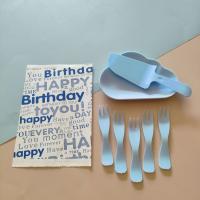 China Disposable Plastic Cake Cutlery Set 7-Piece with Knife Fork and Plate for Birthday Party for sale