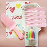 China Disposable Plastic Cake Cutlery Set 50 Piece Knife Fork Party Birthday Food Grade for sale