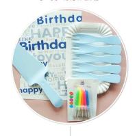 China Disposable Birthday Cake Cutlery Set Plastic Knife Fork Plate 3 Piece Food Grade for sale