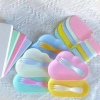 China Disposable Plastic Cake Cutlery Set with Knife Fork and Plate 5kg Gross Weight for sale