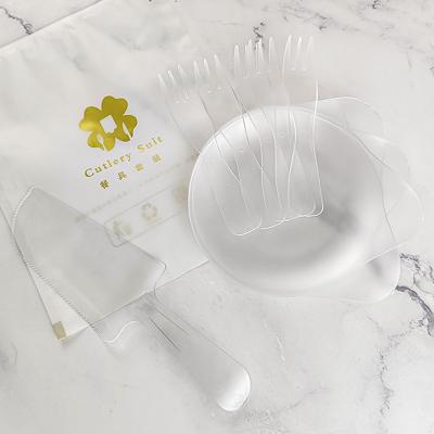 China Disposable Cutlery Set Food Grade Plates Drip Tray Included 100 Pieces for Parties for sale