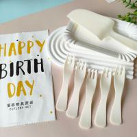 China Disposable Plastic Cake Knife and Fork Set 100-Piece Party Cutlery for Birthday Celebrations for sale