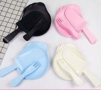 China Disposable Plastic Cake Cutlery Set with Plate Knife Fork for Party Birthday 7 Piece for sale
