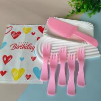 China Disposable Plastic Cake Cutlery Set Knife Fork Plate for Birthday Party 30-Day Return for sale