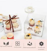 China Transparent Flexographic Printing Paper Dessert Packaging Box 2PCS Cup Cake Package for sale