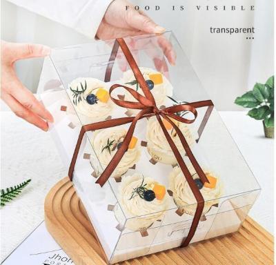 China Kraft Paper Cupcake Box 6 Holes Transparent Lid Eco Friendly Disposable 32.4cm for sale