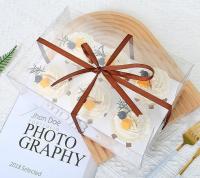 China Kraft Paper Cupcake Box 6 Holes Transparent Lid Eco Friendly Disposable 32.4cm for sale