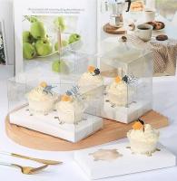 China Kraft Paper Cupcake Box 6 Holes Transparent Lid Eco Friendly Disposable 32.4cm for sale