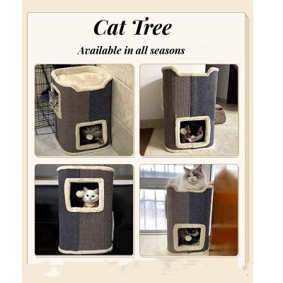 China Pet Supplies Cat Tree with Cat Tunnel 15kg Gross Weight Particleboard Flannel for sale