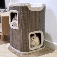 China Pet Supplies Cat Tree with Cat Tunnel 15kg Gross Weight Particleboard Flannel for sale