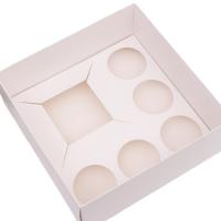 China White Paper Cake Box with Transparent PET Cover Eco-Friendly Disposable 8x8x4 Inch for sale