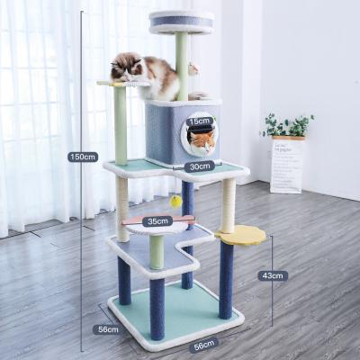 China Multi Color Cat Tree with Design Custom Size 1/2/3/4 Layers Cat Climbing Scratcher for sale