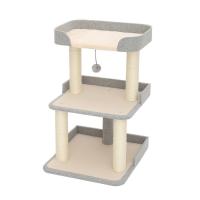 China Customized Request Three Layer Sisal Cat Tree Scratcher with Logo Printing Option for sale