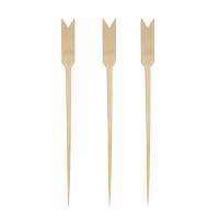 China Natural Bamboo Skewers 100 Pieces Flat Skewer Sticks Customizable Size 2.5mm to 5mm Diameter for sale
