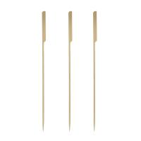 China Natural Bamboo Skewers 100 Pieces Flat Skewer Sticks Customizable Size 2.5mm to 5mm Diameter for sale