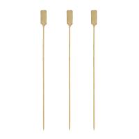 China Natural Bamboo Skewers 100 Pieces Flat Skewer Sticks Customizable Size 2.5mm to 5mm Diameter for sale