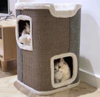 China Custom Two Floor Cat Scratch Board with Cat Beds Cat House Furniture 80cm for sale
