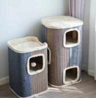 China Custom Two Floor Cat Scratch Board with Cat Beds Cat House Furniture 80cm for sale