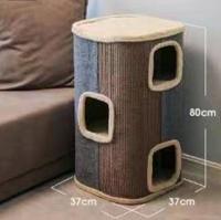 China Custom Two Floor Cat Scratch Board with Cat Beds Cat House Furniture 80cm for sale