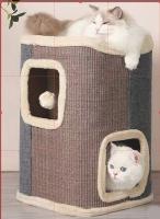 China Custom Two Floor Cat Scratch Board with Cat Beds Cat House Furniture 80cm for sale