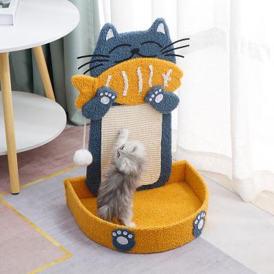 China Customized Durable Cat Scratcher with Cartoon Image M Size Particleboard Flannel Sisal Rope for sale