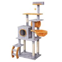 China Cat Climbing Frame Cat Tree Velvet Cloth Sisal Scratching Post M Size Custom Logo for sale