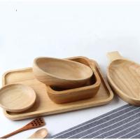 China Natural Bamboo Wooden Food Serving Tray with Handle 30x20 cm for Home Kitchen Living Room for sale