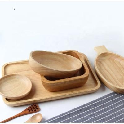 China Natural Bamboo Wooden Food Serving Tray with Handle 30x20 cm for Home Kitchen Living Room for sale