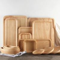 China Natural Bamboo Wooden Food Serving Tray with Handle 30x20 cm for Home Kitchen Living Room for sale