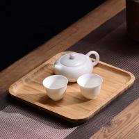 China Natural Bamboo Wooden Food Serving Tray with Handle 30x20 cm for Home Kitchen Living Room for sale