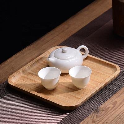 China Custom Logo Eco Friendly Bamboo Wooden Tray Plate Food Grade Natural Serving Rectangular Round Square for sale