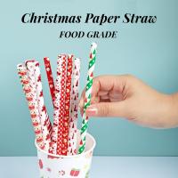 China Customized Request Disposable Straw for Custom Mixed Colored Christmas Paper Straw for sale