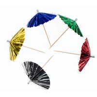 China Disposable Bamboo Cocktail Umbrella Toothpicks 65mm Cupcake Toppers Custom Logo for sale
