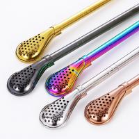China Initial Payment Detachable 304 Stainless Steel Straw Spoon Mate Tea Filter Straws for sale