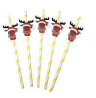 China Christmas Paper Straw 6mm x 197mm Straight Colorful Eco-Friendly Biodegradable Disposable Drinking Straws for sale