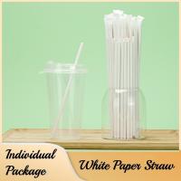 China Eco Friendly Disposable Paper Straw 6mm x 197mm White Brown Custom Logo for sale